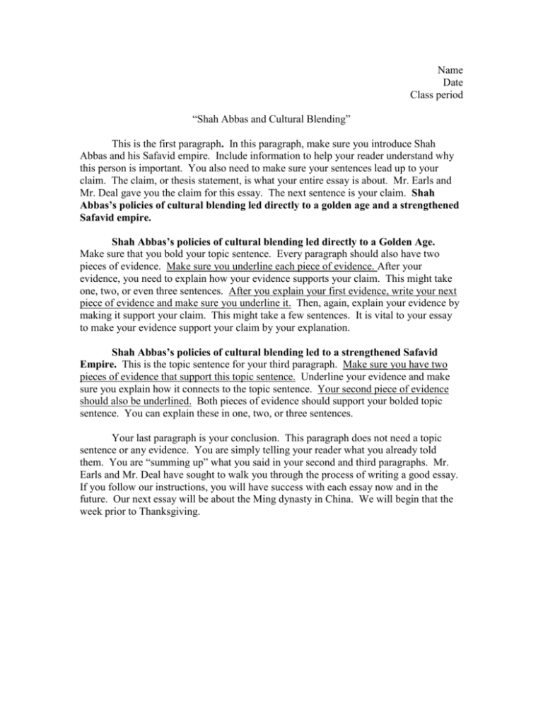 Essay Instructions