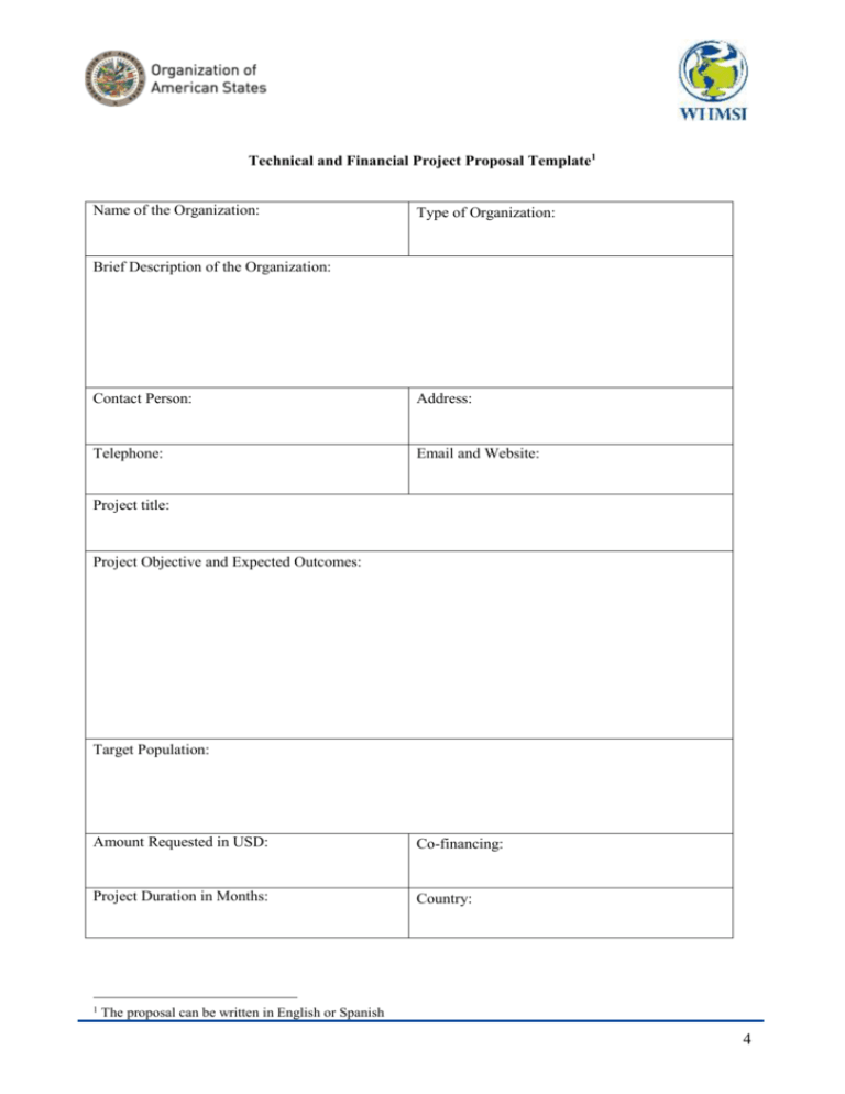 Technical And Financial Project Proposal Template