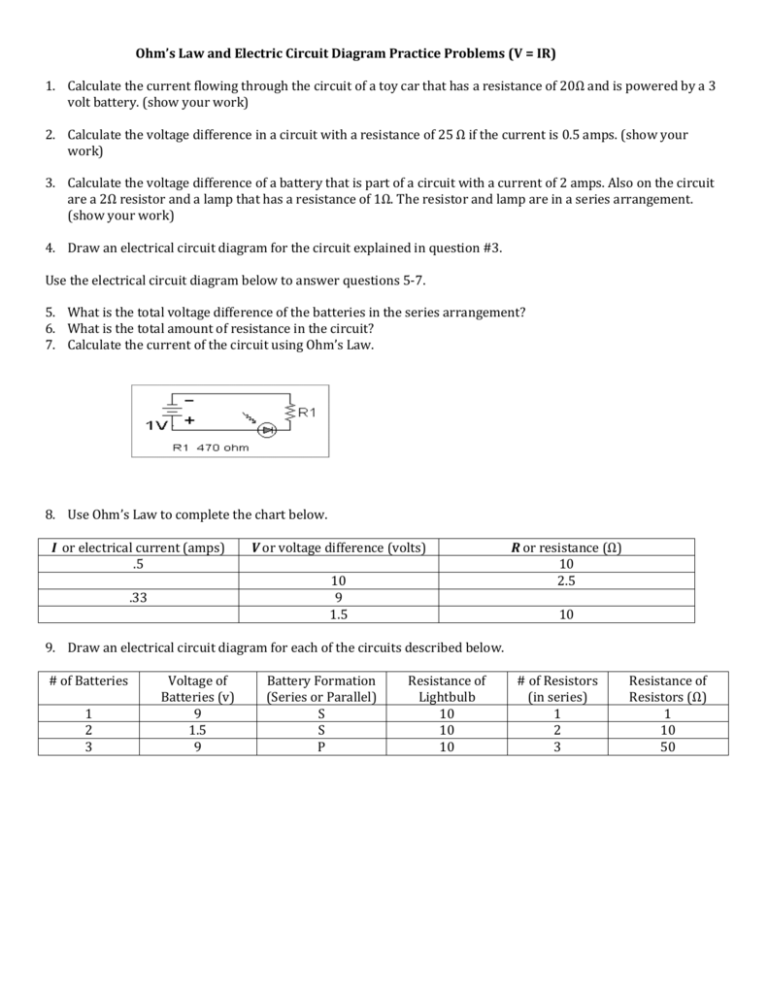 Circuit Diagrams Practice Problems