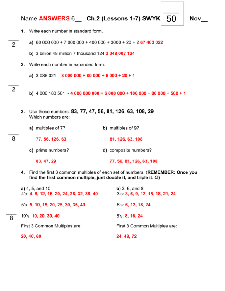 Ch2 SWYK Answers