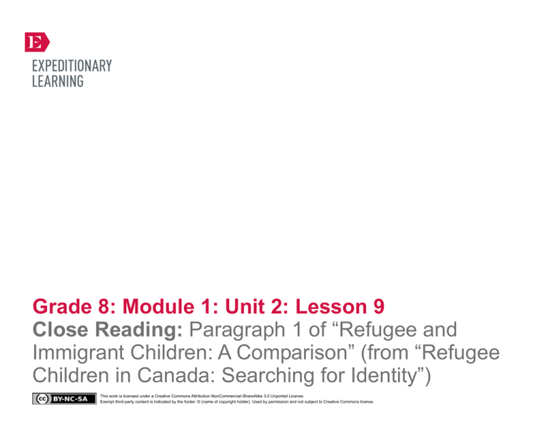 Grade 8 Module 1 Unit 2 Lesson 9 Close Reading Paragraph 1 Of