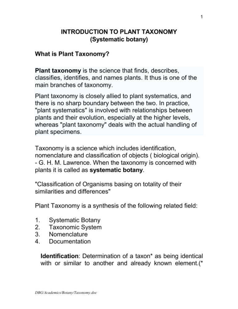 Plant Taxonomy