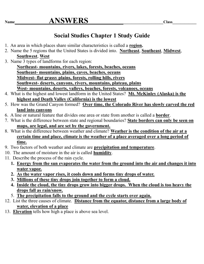 Social Studies Chapter 1 Study Guide Social Studies Chapter 1 Study Guide
