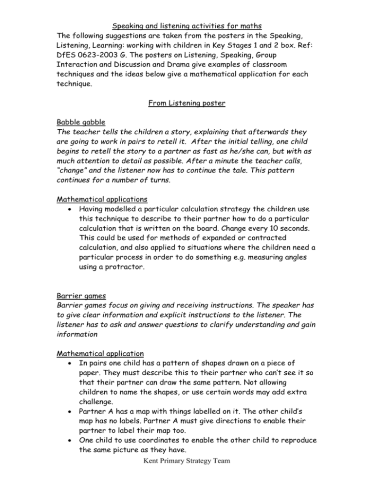 Speaking And Listening Activities For Maths Speaking And Listening Activities For Maths