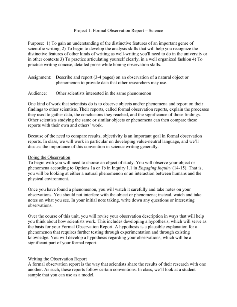 Writing The Observation Report