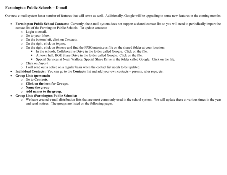 Farmington Public Schools E mail