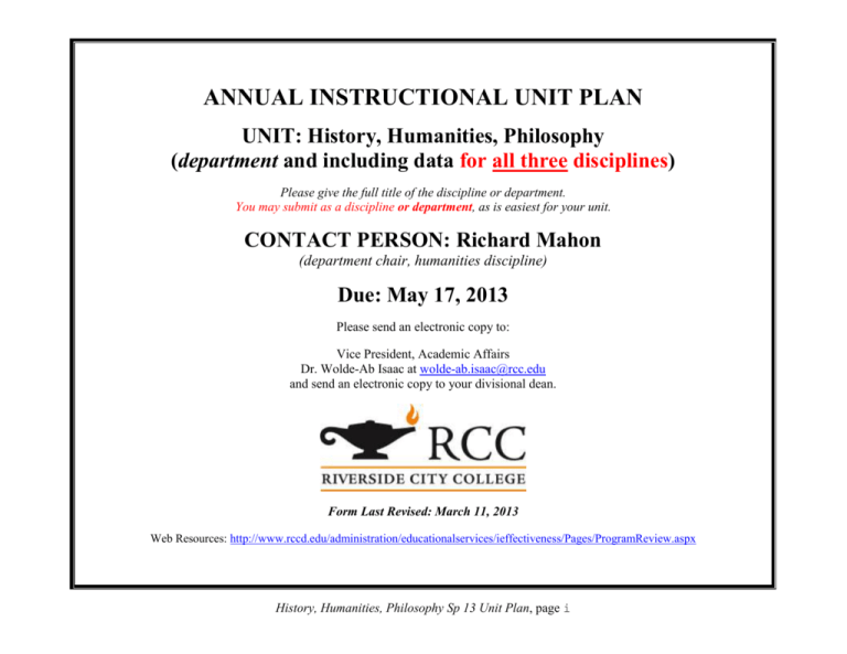 Annual InStructional Unit Plan