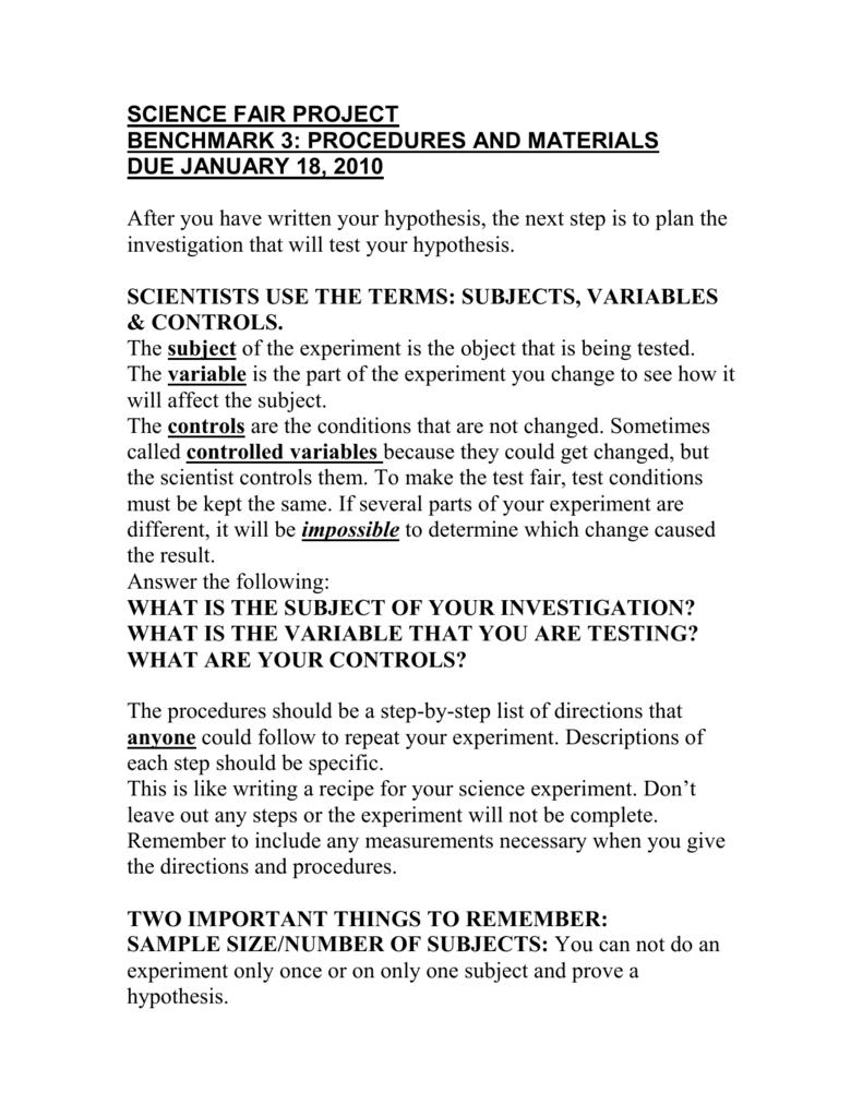 PROCEDURES AND MATERIALS