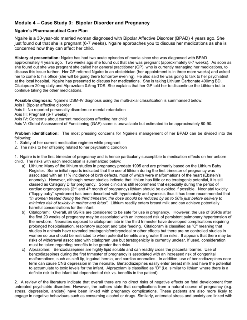 Case Study Bipolar 1 Disorder Valproate In Bipolar Disorder Case 