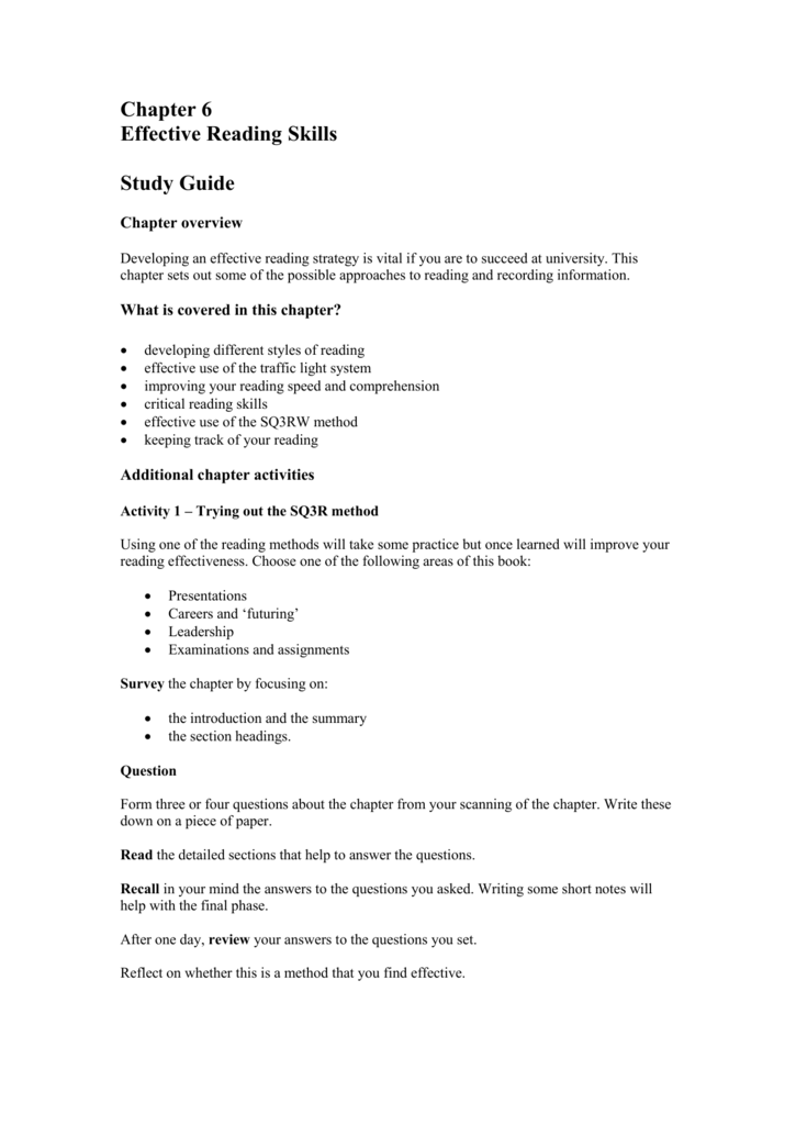 Chapter 6 Effective Reading Skills