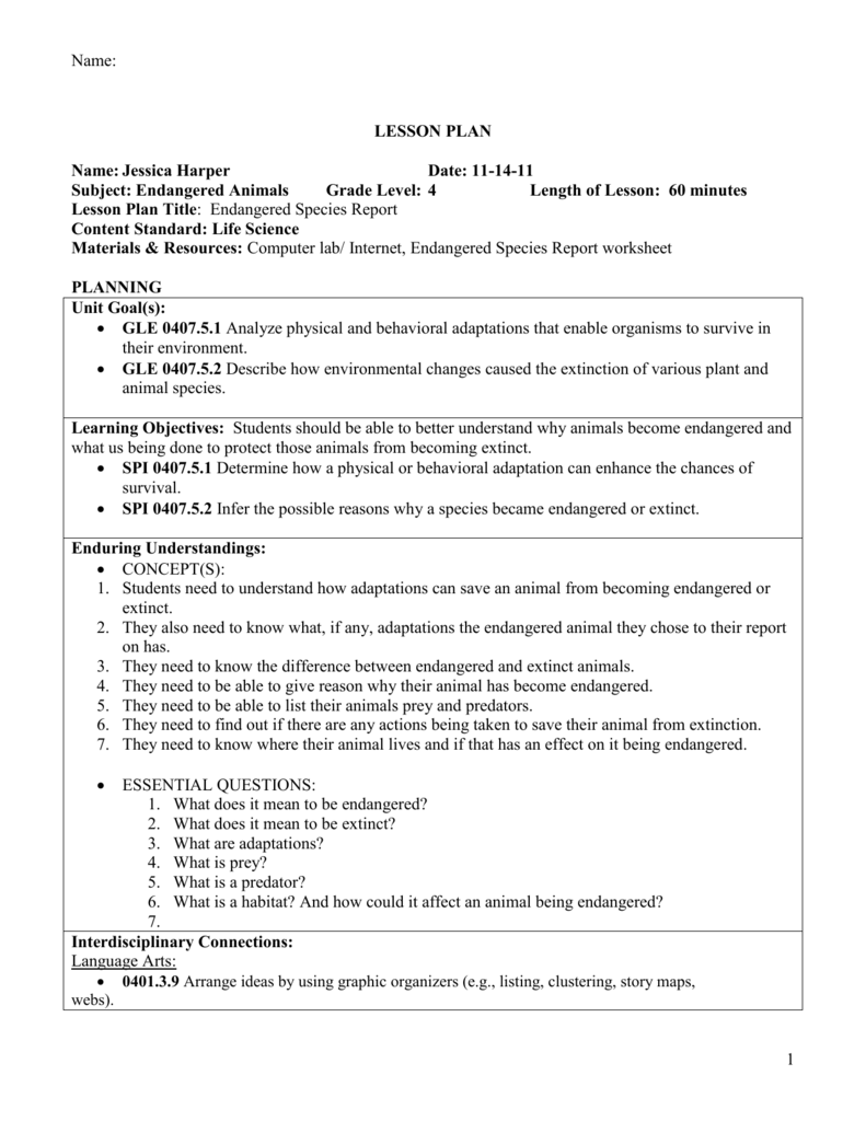 Science Lesson Plan