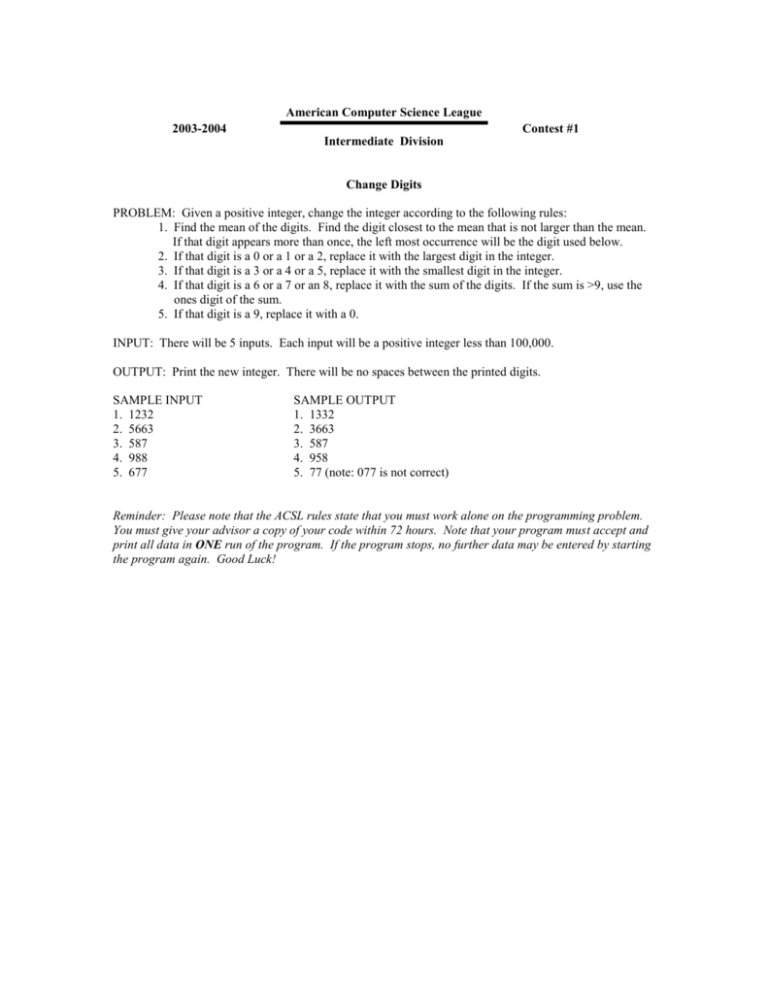 Digits AP Computer Science