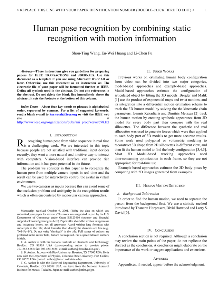 III Human Motion Detection III Human Motion Detection