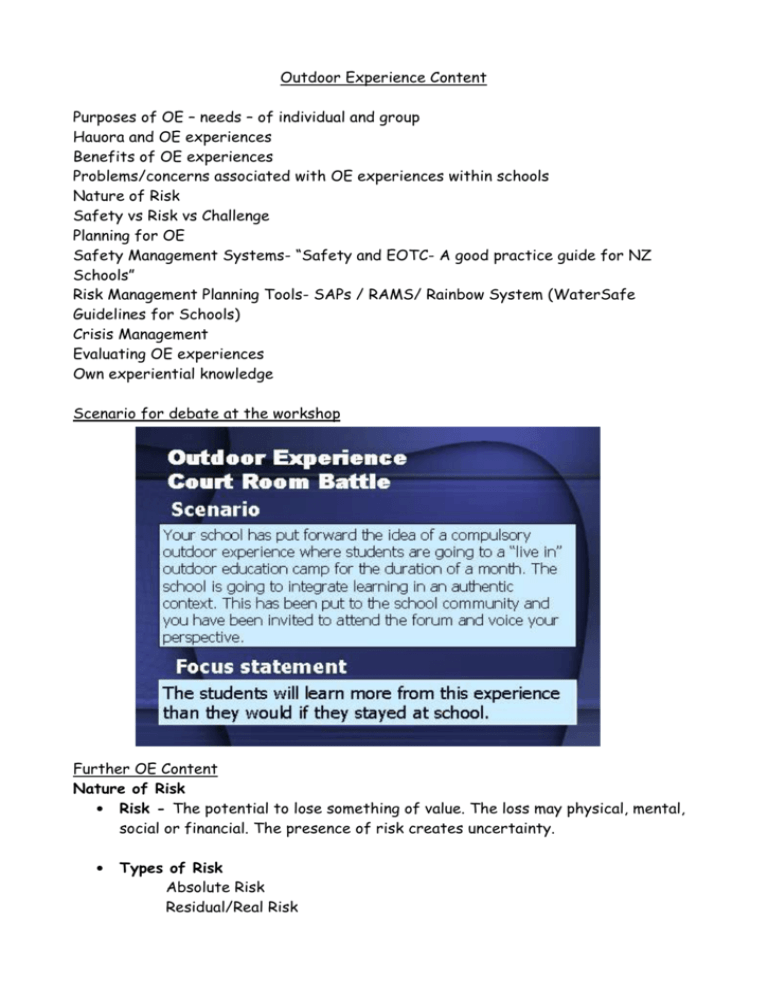 Planning and Evaluating Outdoor Experiences Planning and Evaluating Outdoor Experiences