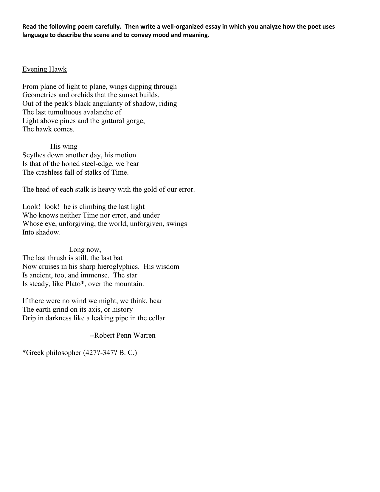 Evening Hawk Prompt