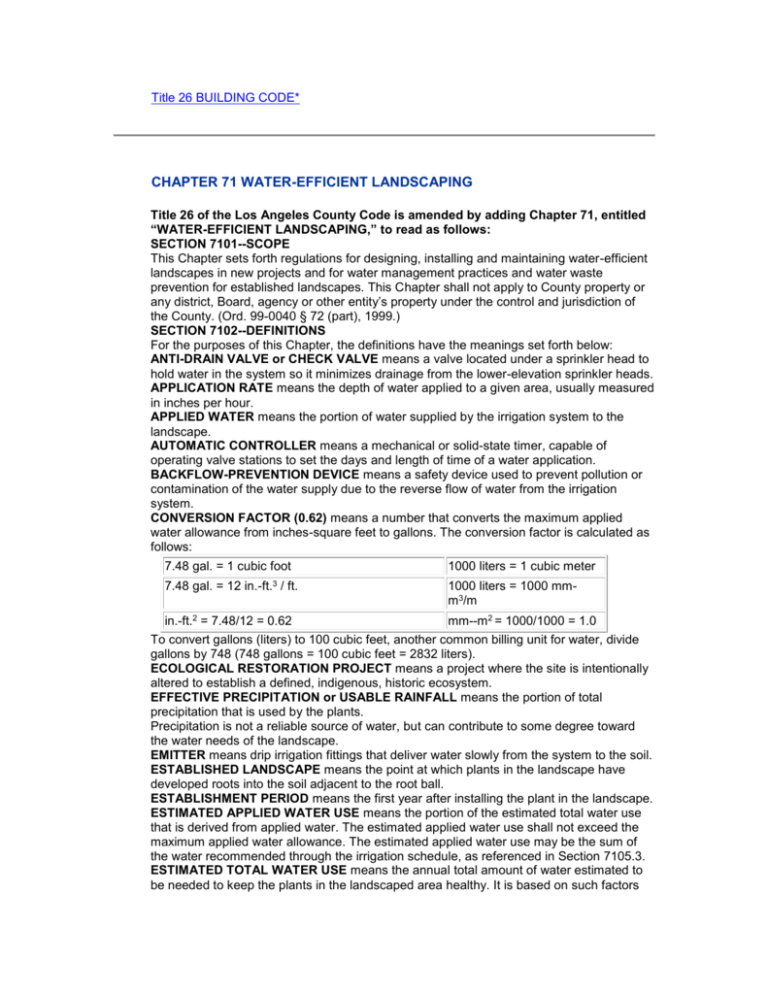LA County Landscape Ordinance Title 26 Building Code LA County Landscape Ordinance Title 26 Building Code