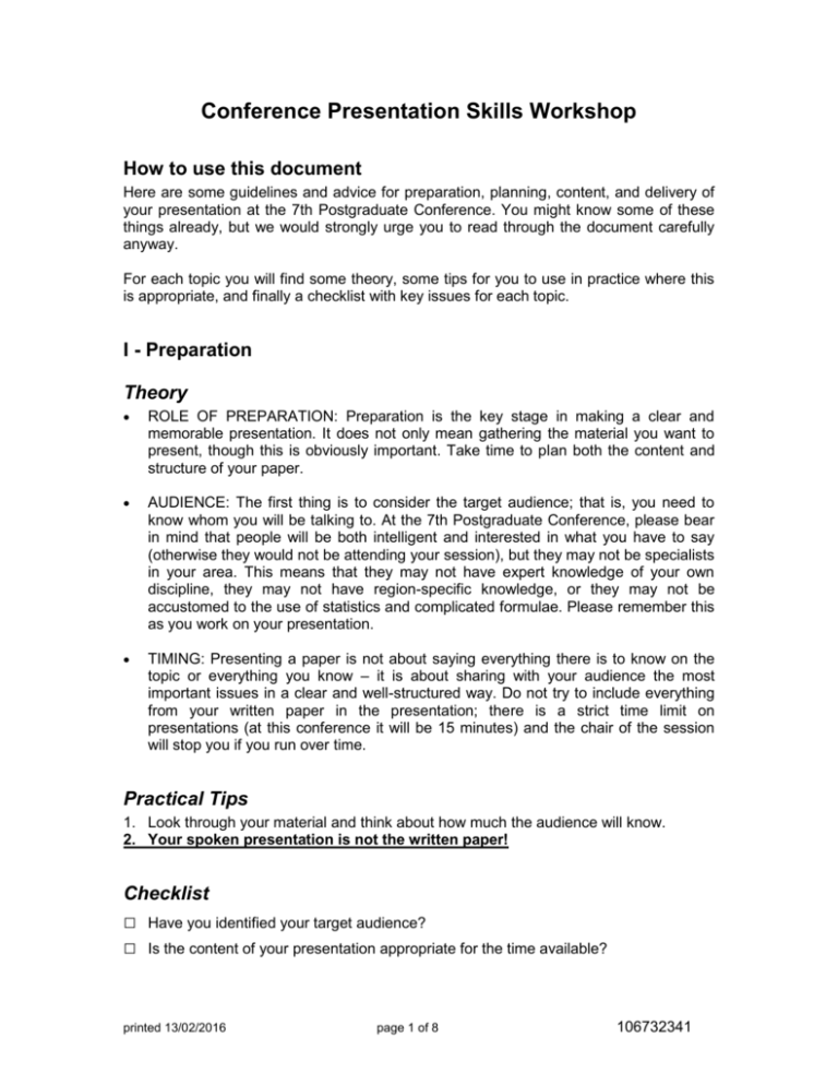 Conference Presentation Skills Workshop