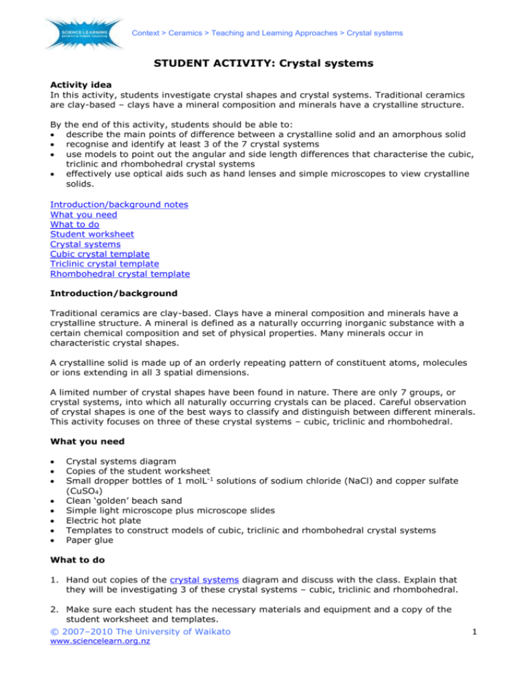 Crystal systems - Science Learning Hub