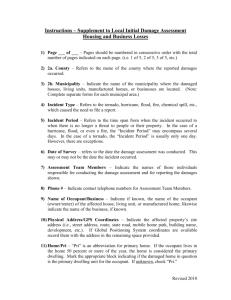 Damage Assessment – Private Residences FEMA Categories of
