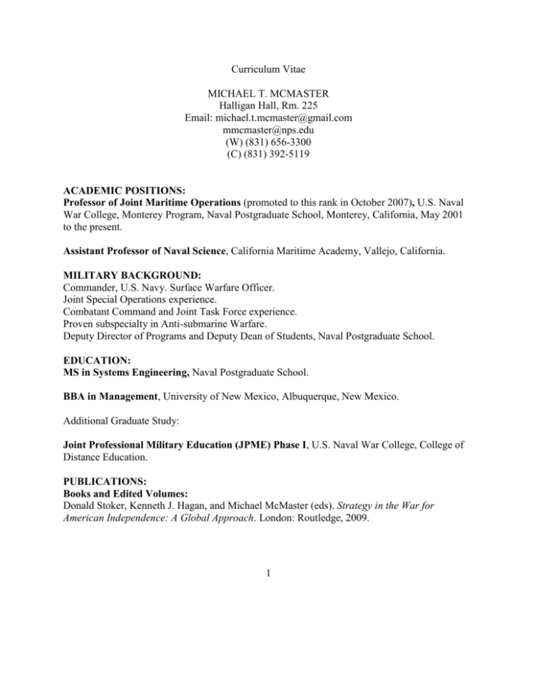 CV - US Naval War College