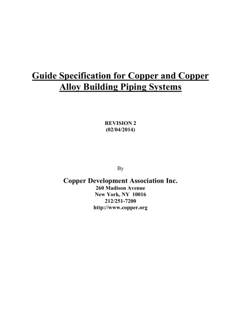 Copper Guide Specifications - Copper Development Association