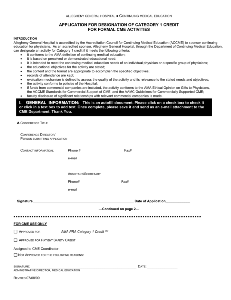 Formal CME Activities Application