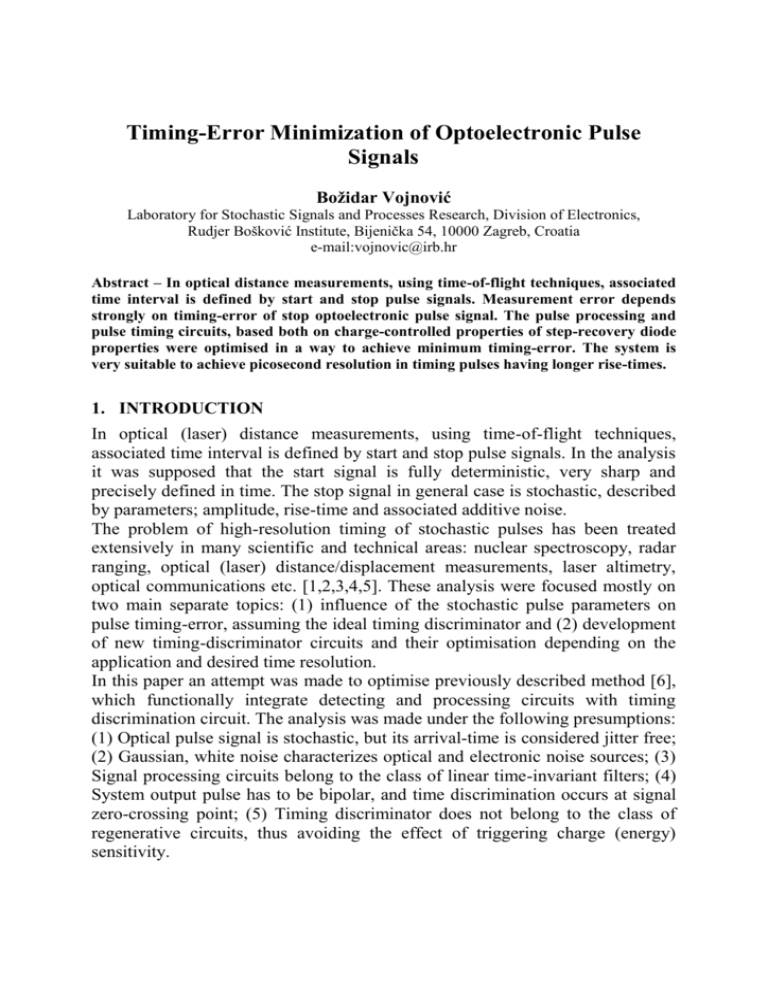 Timing Error Minimization Of Optoelectronic Pulse Signals