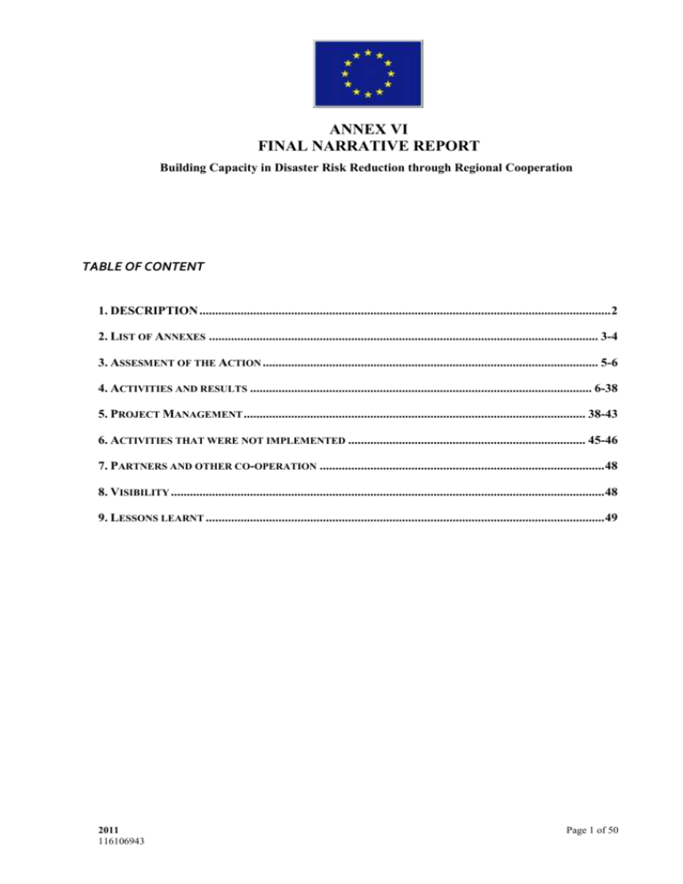 FINAL NARRATIVE REPORT