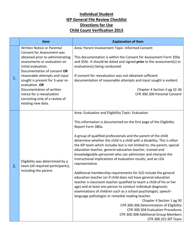 special education file review summary
