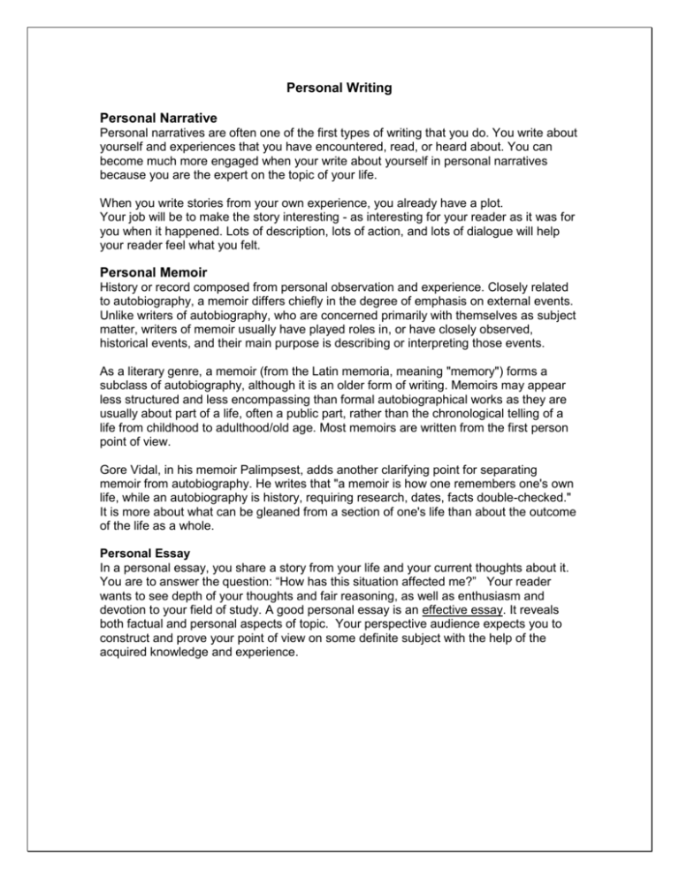 Personal Narrative