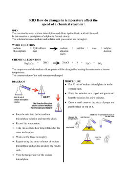 Reaction Rate Lab Sulfur Clock