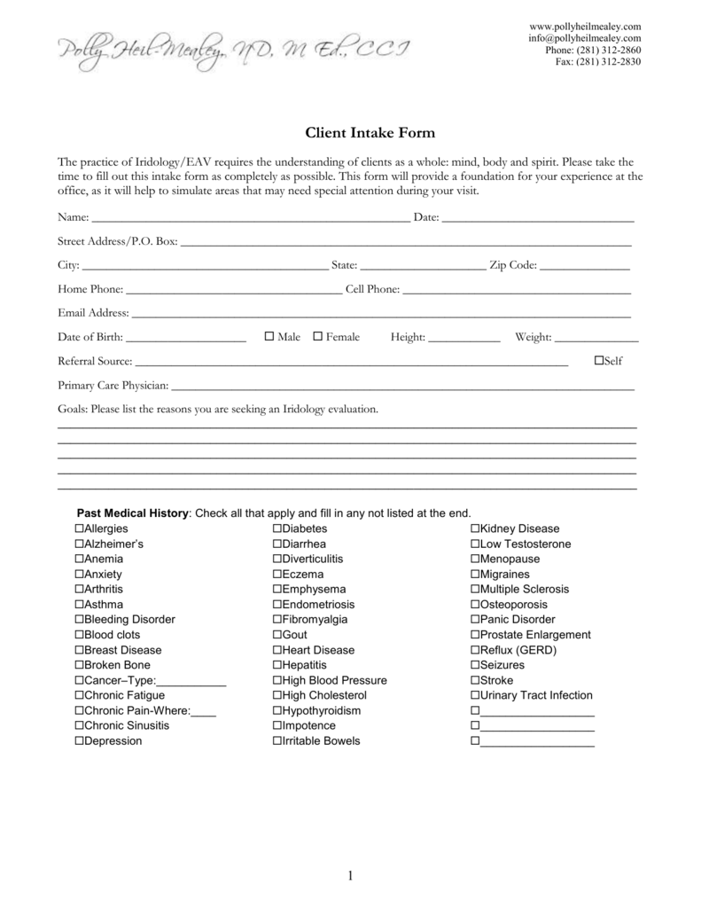 New Client Intake Form