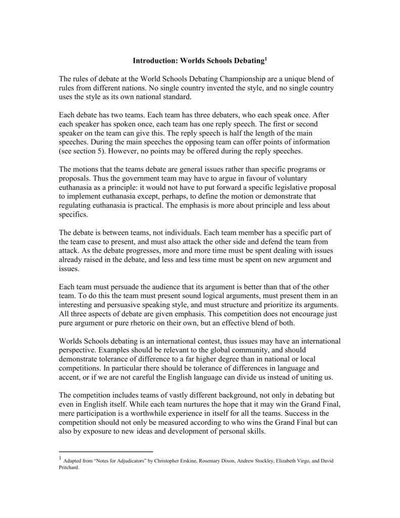 Debate Speech First Speaker Opposition Example VBATED