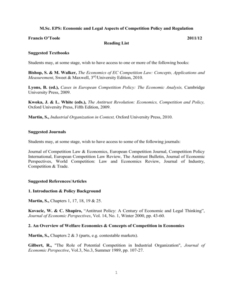  ECONOMIC AND LEGAL ASPECTS OF COMPETITION POLICY