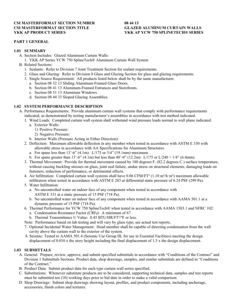 CSI MASTERFORMAT SECTION NUMBER