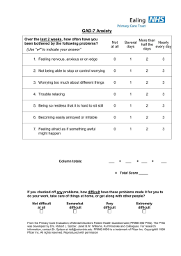 EMU Psychology Clinic PRIME-MD Patient Health Questionnaire (PHQ)
