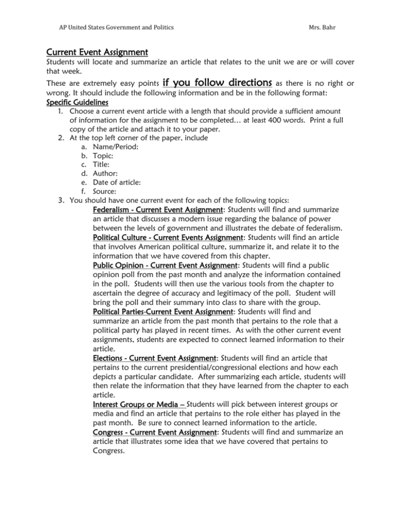 Current Event Assignment 11 12