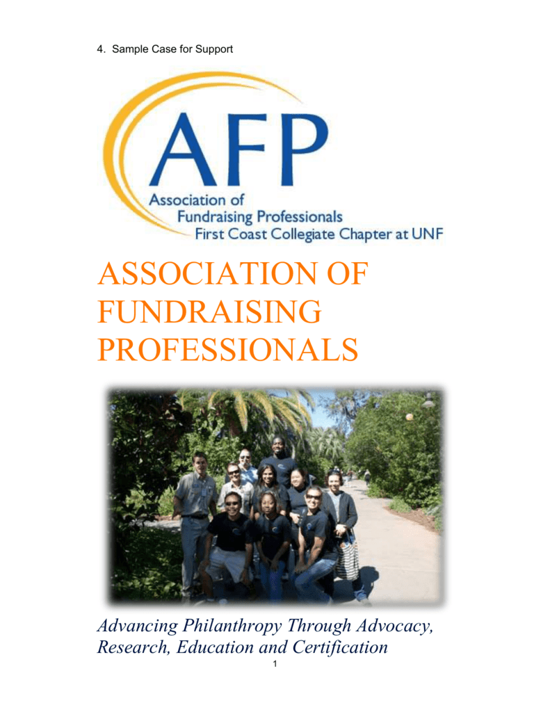 4 Sample Case For Support ASSOCIATION OF FUNDRAISING