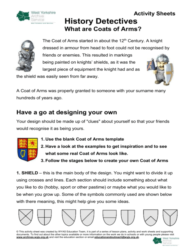 Design Your Own Coat Of Arms Activity