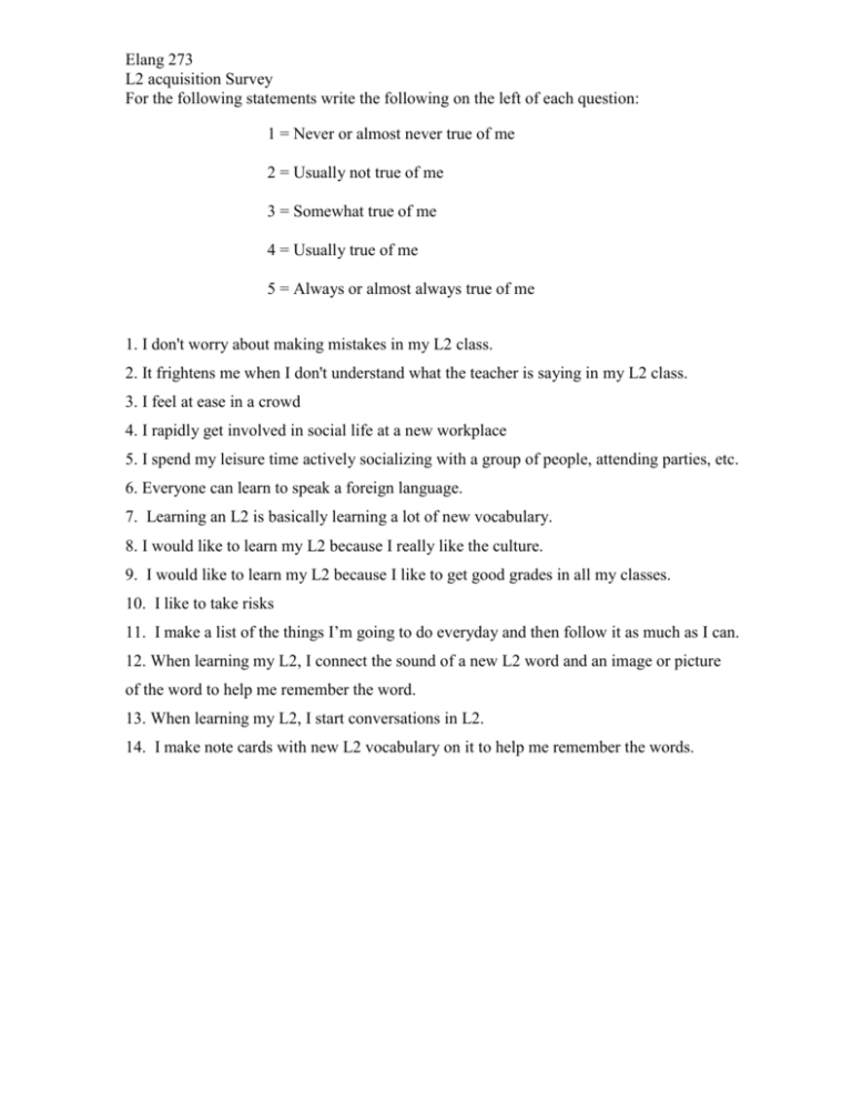 The Foreign Language Classroom Anxiety Scale The Foreign Language Classroom Anxiety Scale