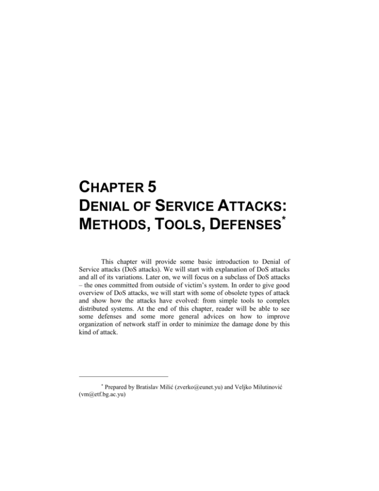 Chapter 5 Denial Of Service Attacks Methods