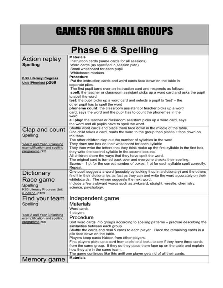 Instructions For Games