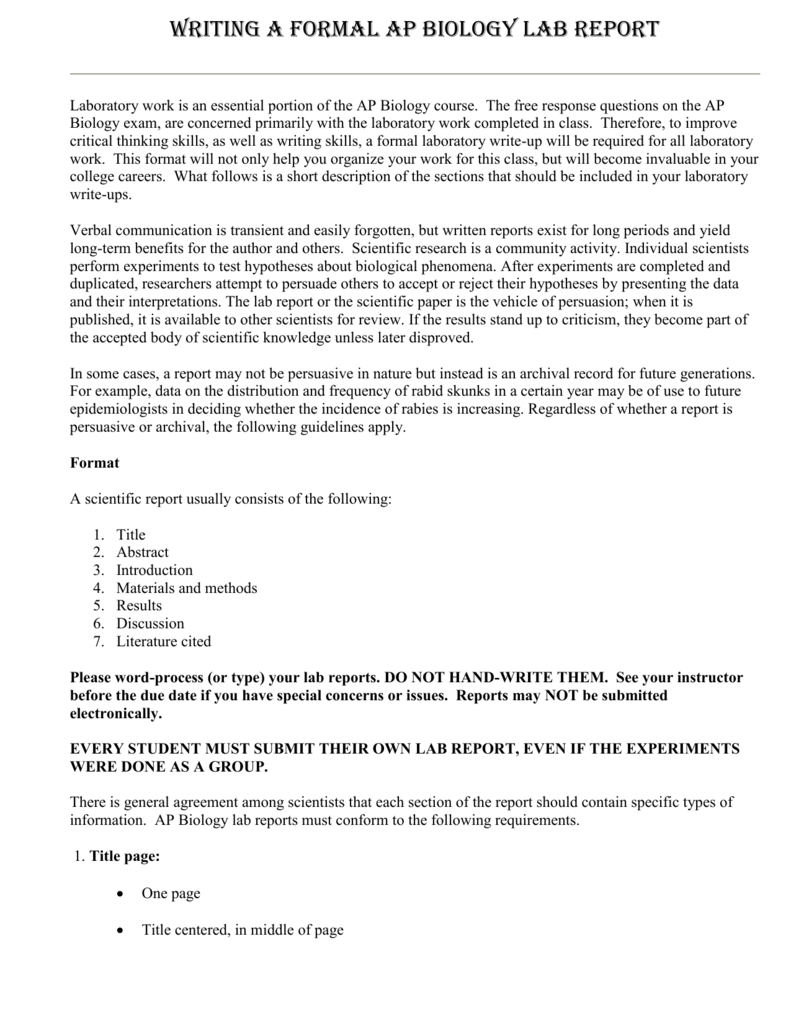 Science Lab Report Template Pc mac