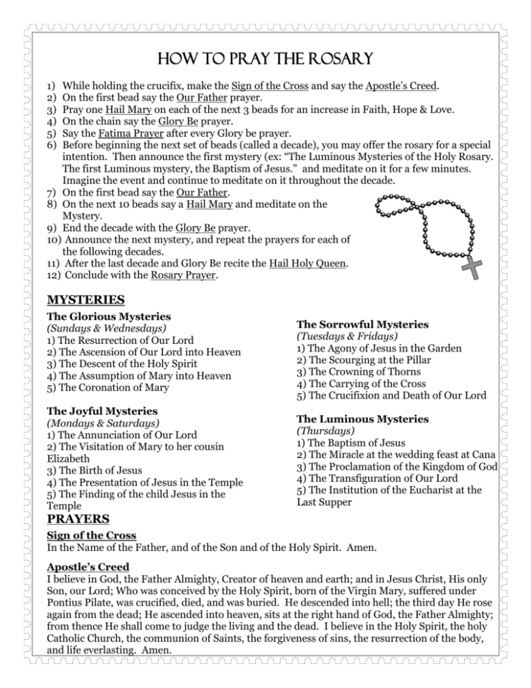 How To Pray The Rosary St Ann Catholic Church