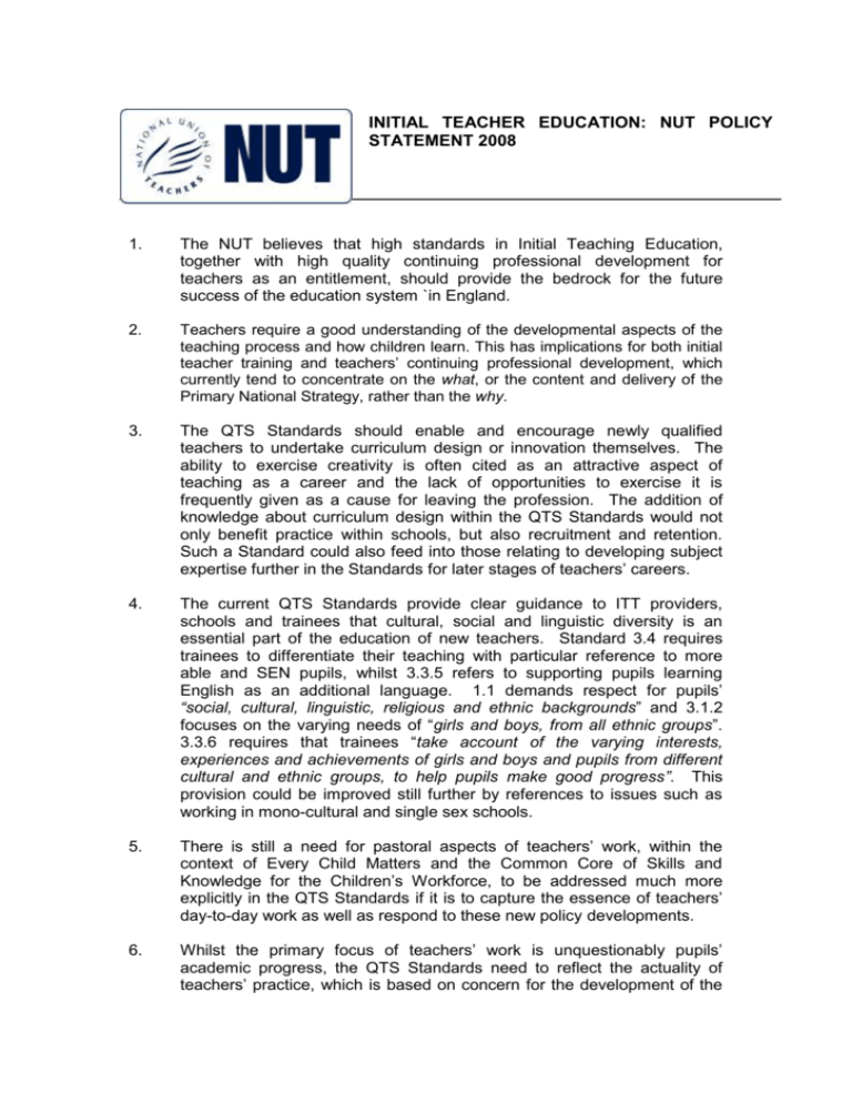 Initial Teacher Education Initial Teacher Education