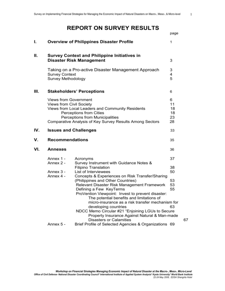 Report On Survey Results