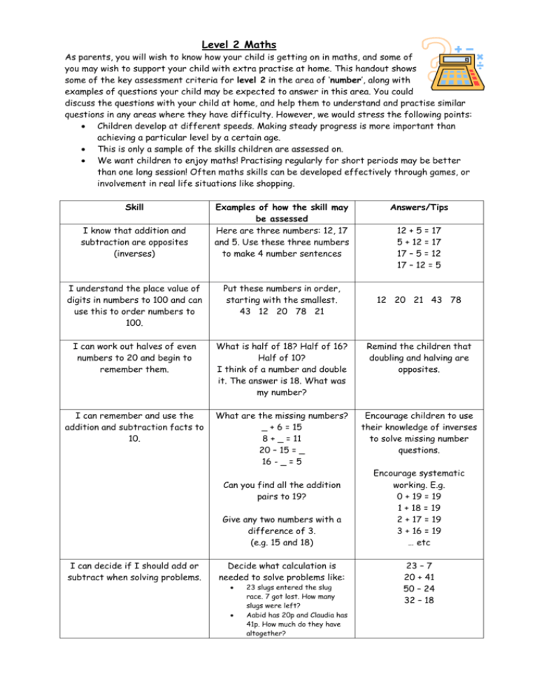 Level 2 Maths