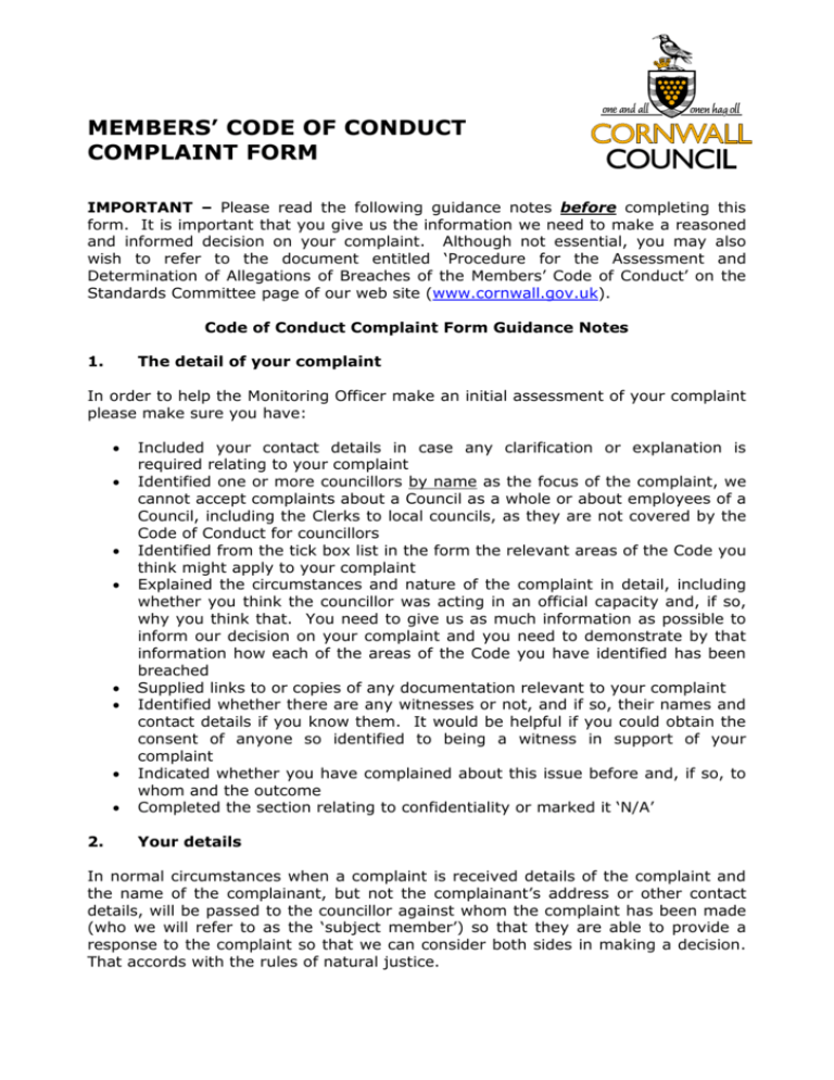DECISION NOTICE Cornwall Council