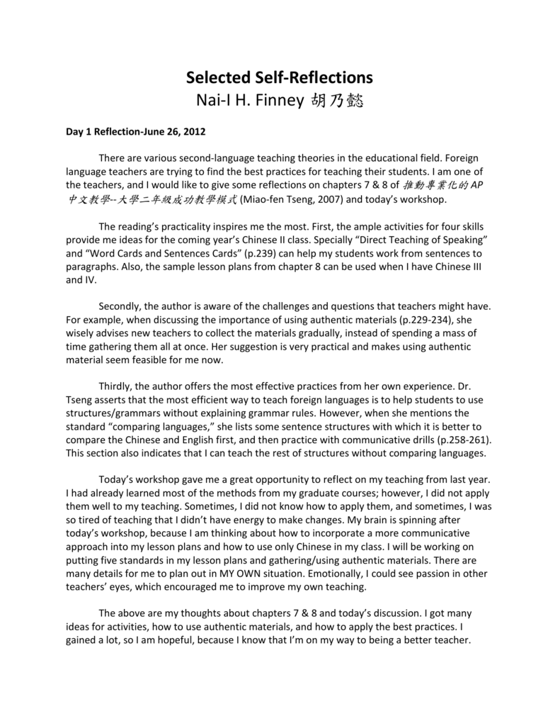 Example Of Reflection Paper About Material Self Module 3 The Material 