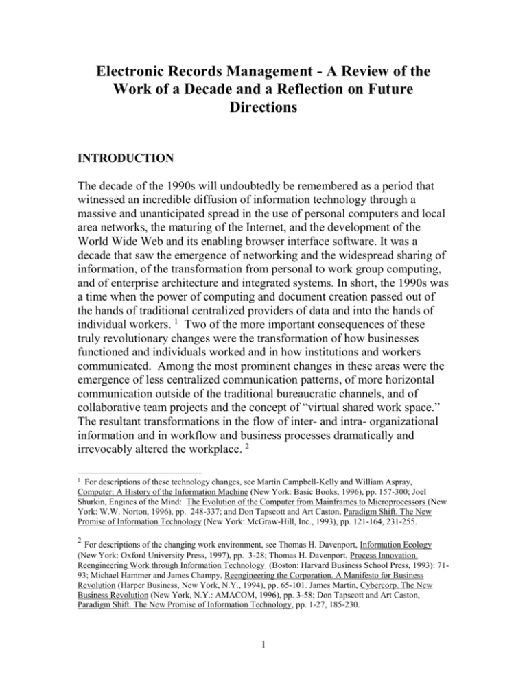 Strategies for Managing Electronic Records